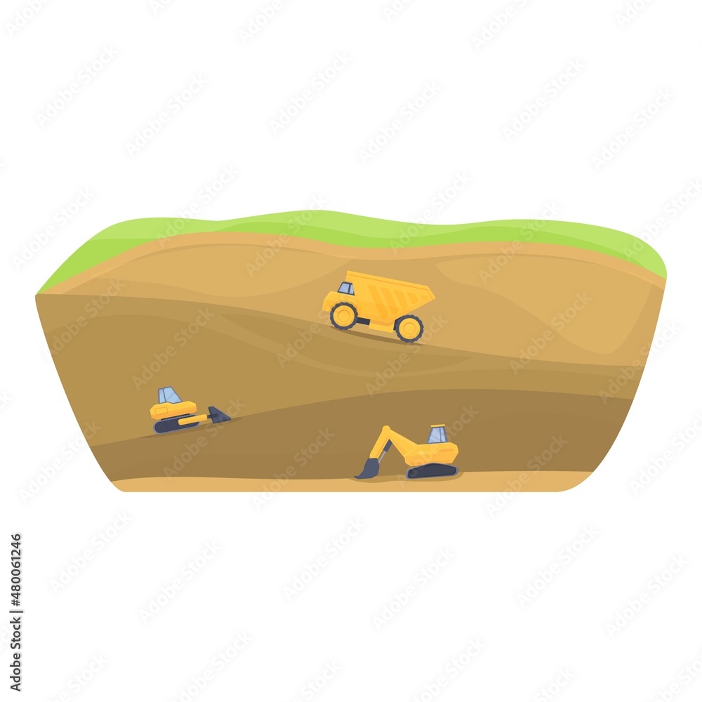 Mine ground icon cartoon vector. Sand loader. Construction excavator ...
