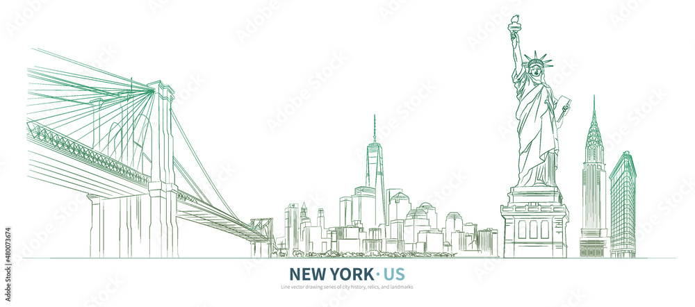 New York Landmarks Drawing