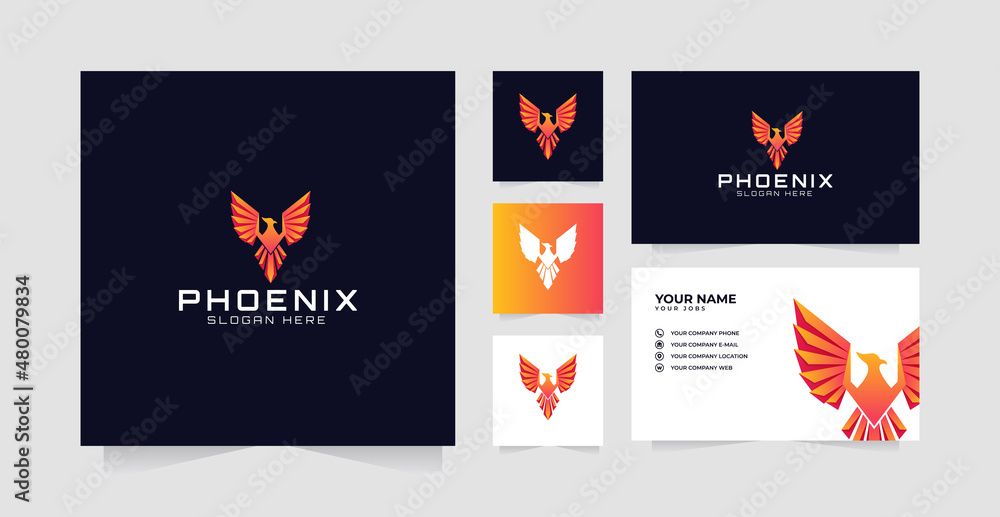 Phoenix Logo Template and business card Stock Vector | Adobe Stock