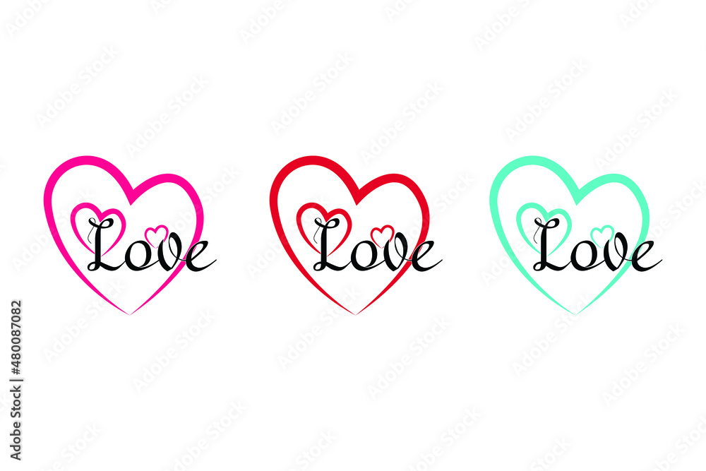 love logo red pink blue color. heart logo, icon, symbol Stock Vector ...