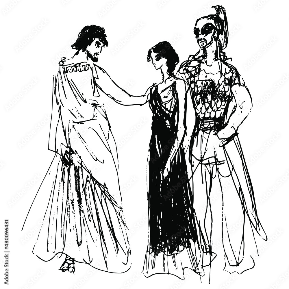 Agamemnon takes Cassandra from Ajax. Ancient Greek mythology ...