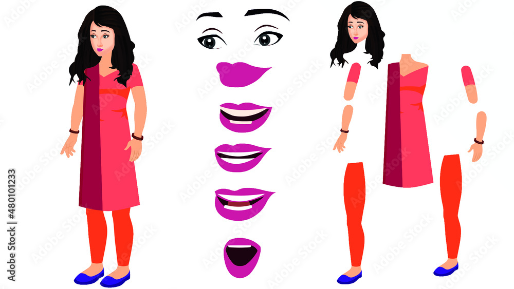 Indian Female Cartoon Character, set of woman Stock Vector | Adobe Stock