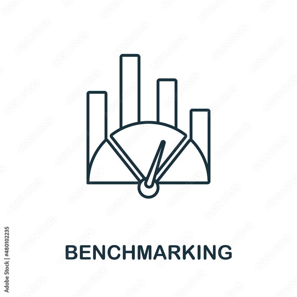 Vetor de Benchmarking icon. Line element from digital transformation collection. Linear ...