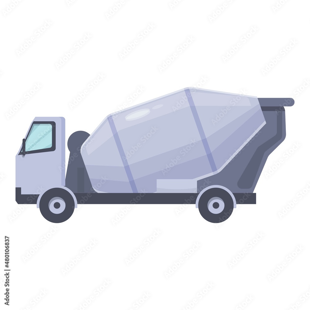Mixer machine icon cartoon vector. Concrete cement truck. Construction ...