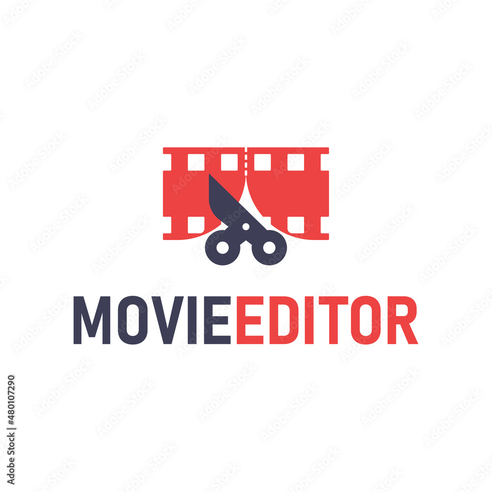 Movie Film roll editor or cut scene logo design vector Stock Vector ...