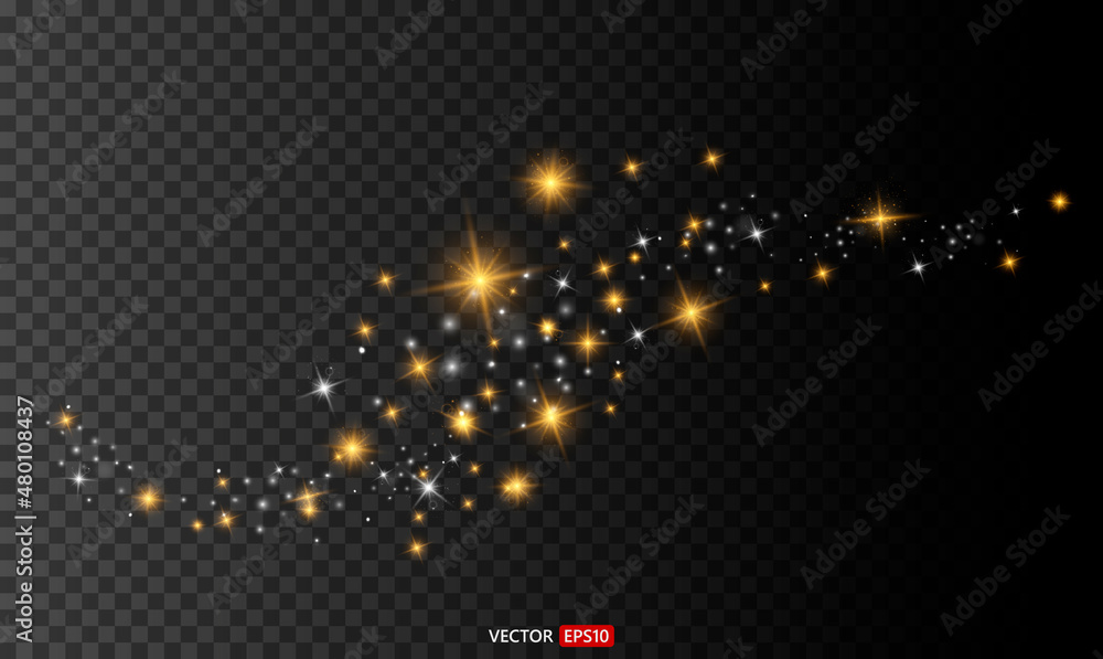 Shining star, the sun particles and sparks with a highlight effect ...