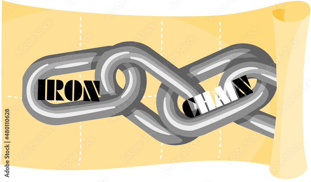 Old fashioned iron chain concept illustration for detention or ...