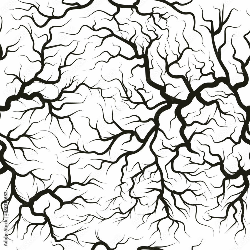 Root system seamless pattern, underground plant silhouette. Branched ...