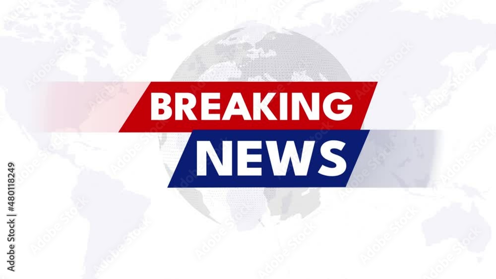 Breaking News Intro Animation with World Glob Earth on White background ...
