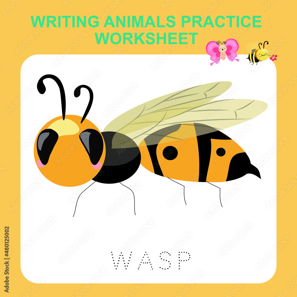 Illustration of writing insect practice worksheet. Educational ...