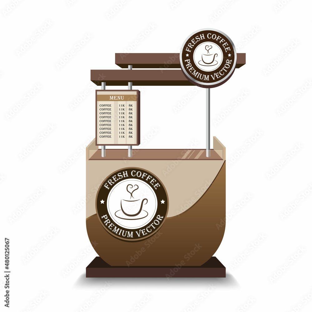 Realistic vector illustration of empty Coffee Booth isolated on white ...