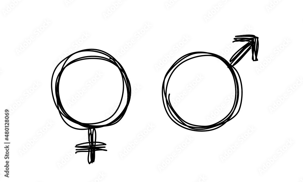 Hand drawn style of gender icon for man and woman. Vector Stock Vector ...