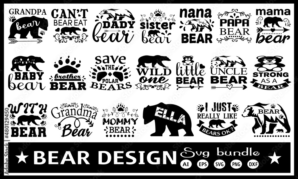 Bear svg bundle Stock Vector | Adobe Stock