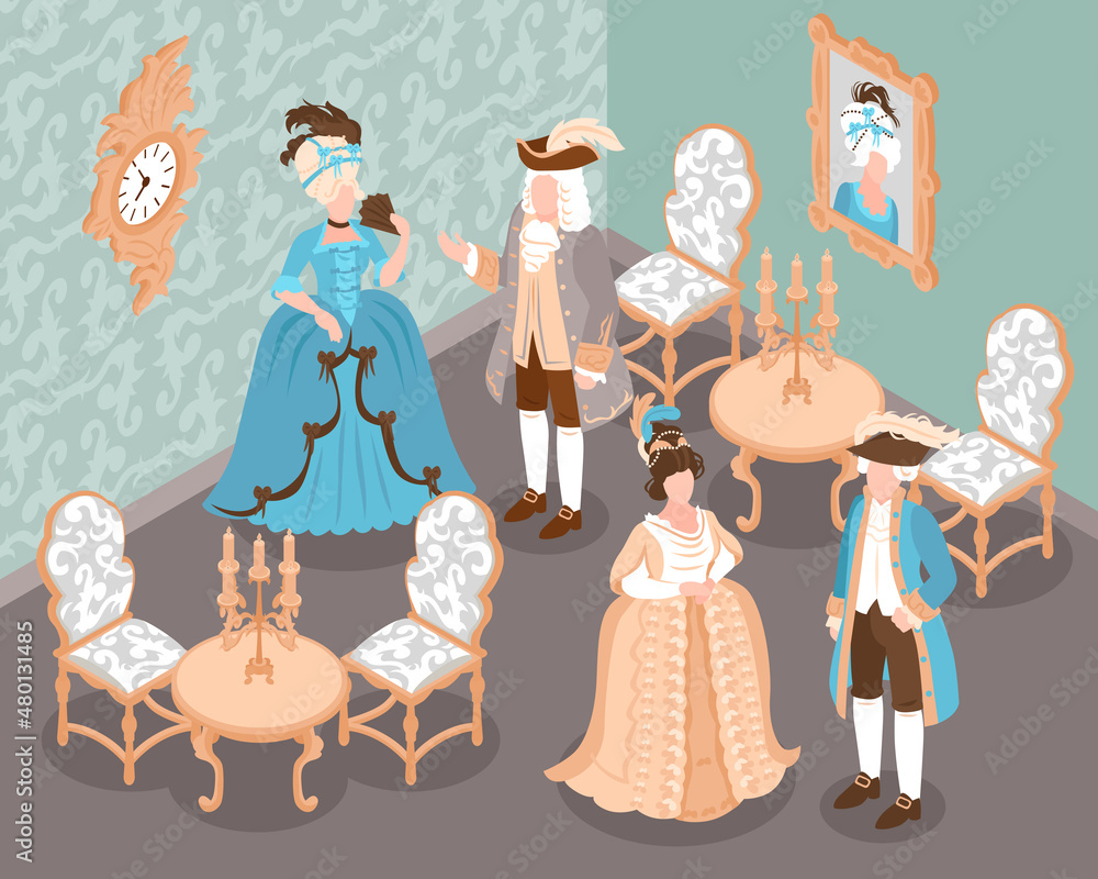 Rococo Style Isometric Illustration Stock Vector | Adobe Stock