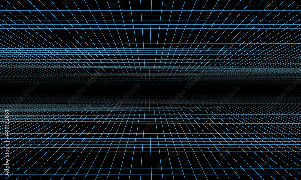 geometric grid background vector illustration central vanishing point ...