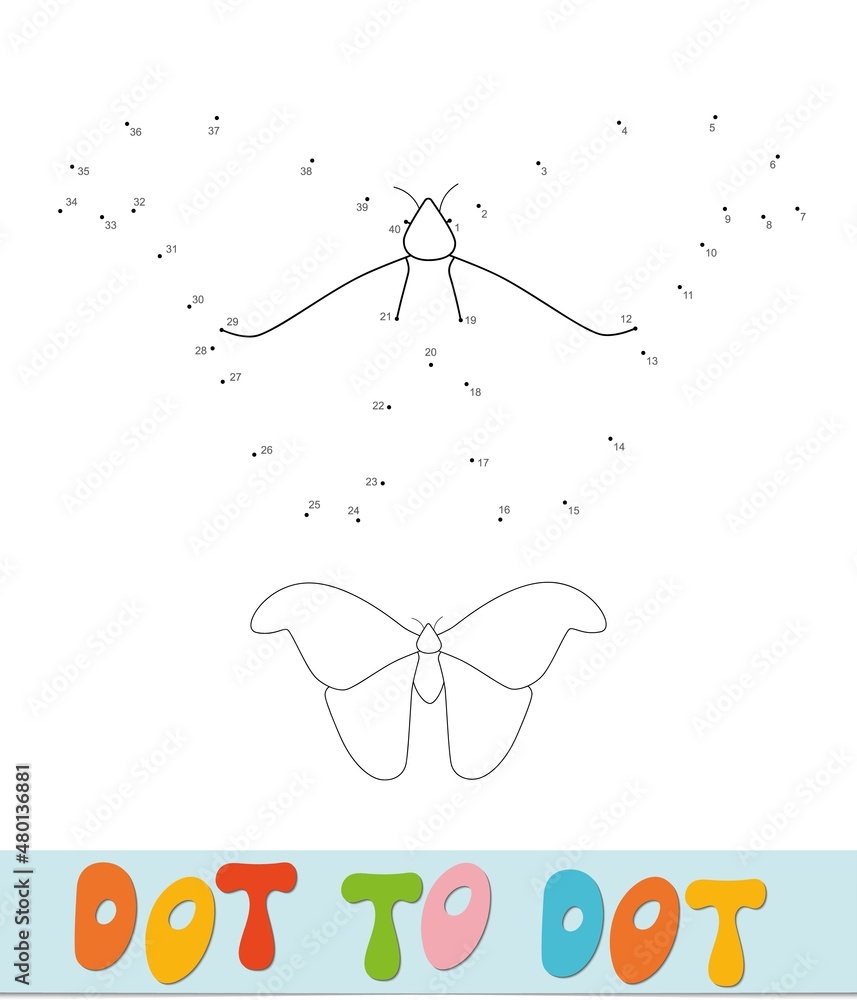 Butterfly Dot to dot puzzle for children. Connect dots game Stock ...