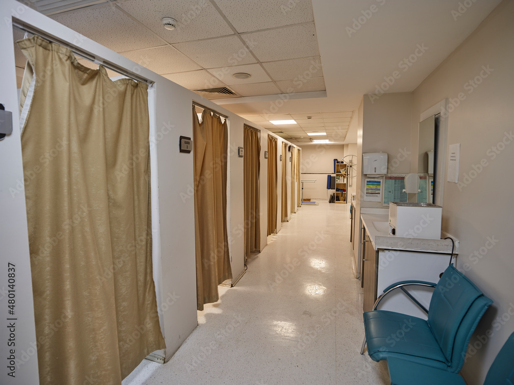 Photographs of hospital interiors, general rooms and medical supplies ...