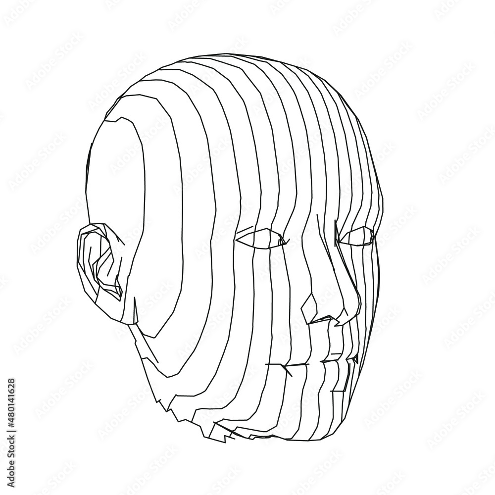 3D wireframe of a human head. Concept for Artificial intelligence and ...