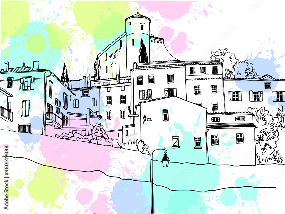 Vecteur Stock Nice Old street in romantic Provence, France. Urban ...