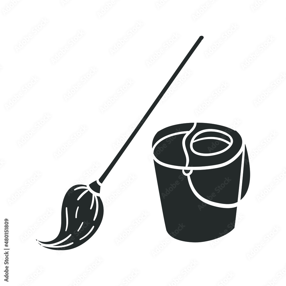 Mop Cube Icon Silhouette Illustration. Hygiene Desinfection Vector ...