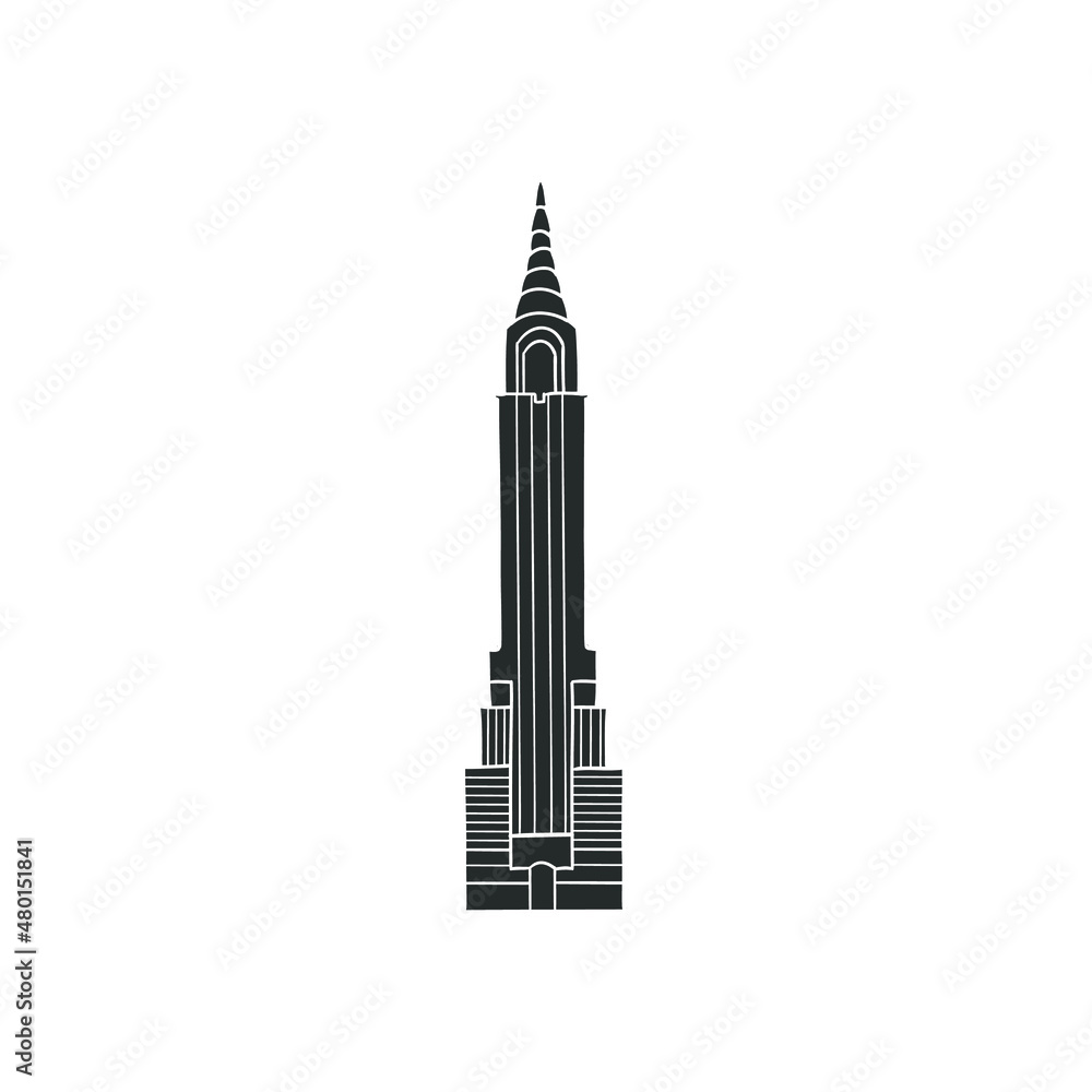 NYC Building Icon Silhouette Illustration. Skyscraper Tower Vector ...