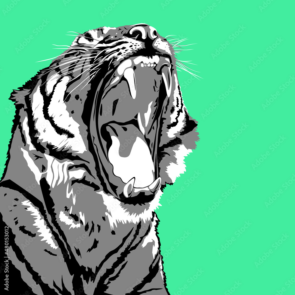 Roaring Tiger Outline