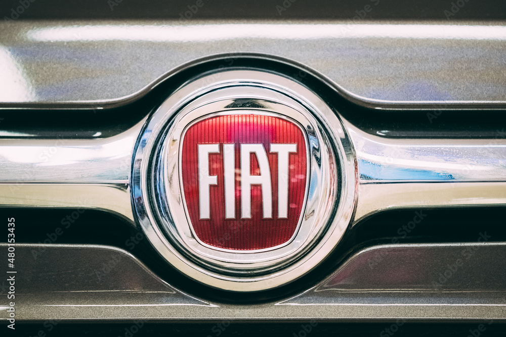 Close Up Logo logotype Of Fiat is Italian holding company whose ...