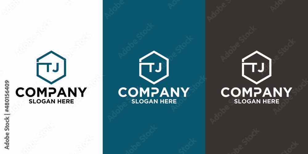 Initial letter T J logo hexagon vector design template Stock Vector | Adobe Stock