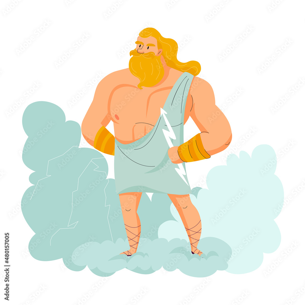 Zeus Cartoon Illustration Stock Vector | Adobe Stock