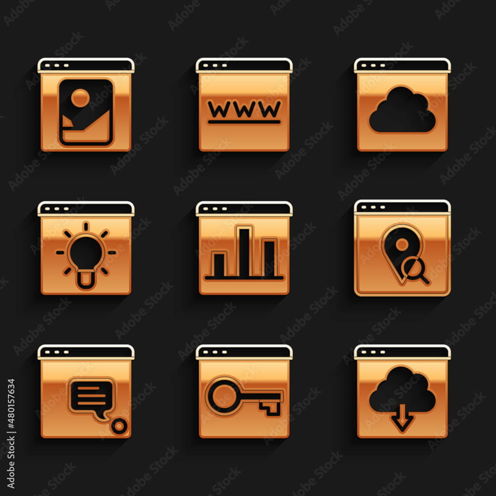 Set Graph chart infographic, SSL, Cloud download, Infographic of city map, New chat messages ...