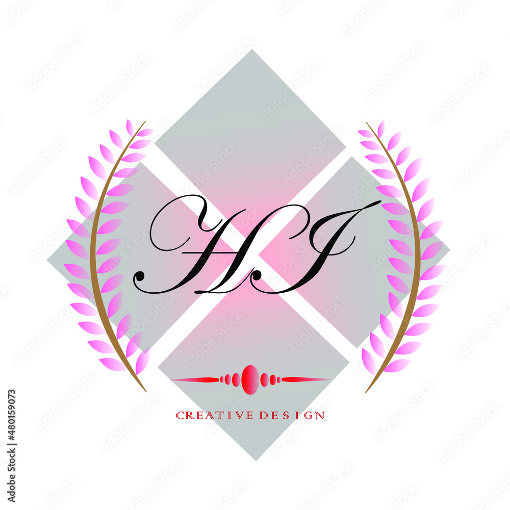 HI, H I, HI floral letter logo design for design, icon, fashion, logo ...