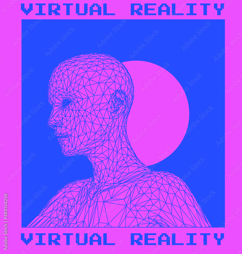 3D wireframe of a human head. Concept for Artificial intelligence and ...