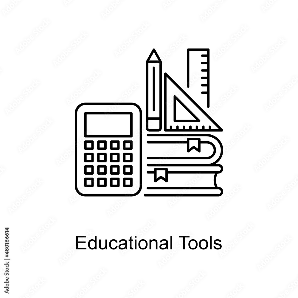 Educational Tools vector Outline Icon Design illustration. Educational ...