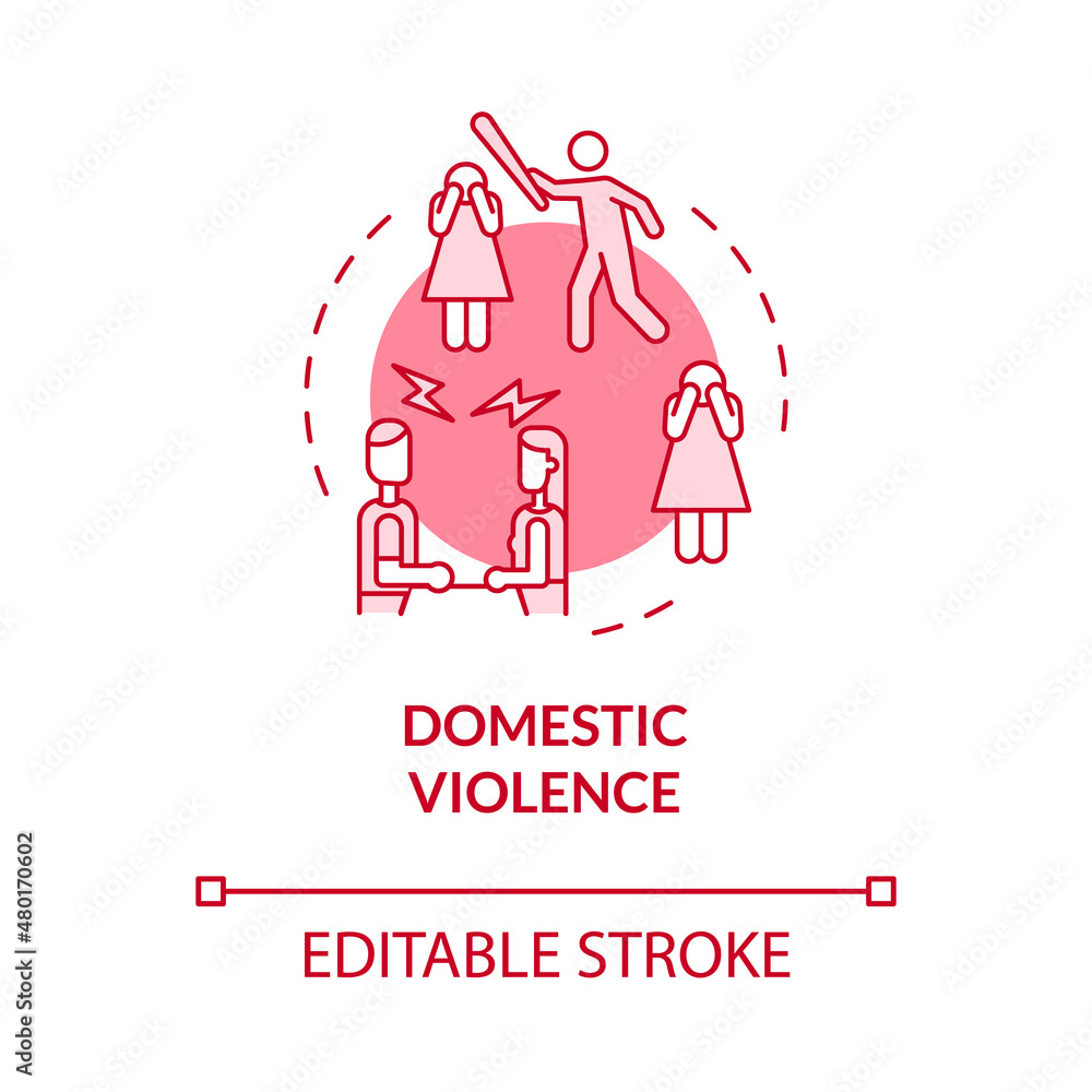 Domestic violence pink concept icon. Abuse awareness. Divorce reason ...