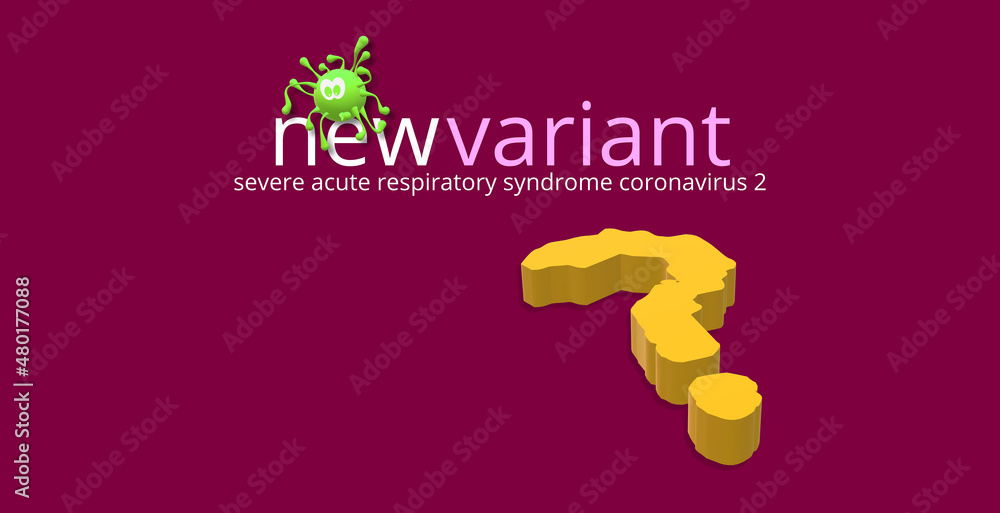 QUESTION MARK. NEW VARIANT. Coronavirus drawing cartoon. Genetic ...