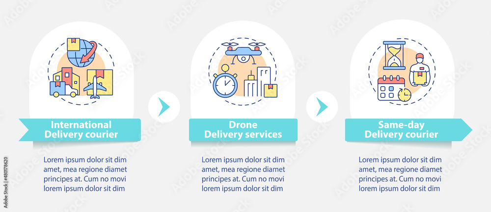 Courier business round infographic template. Logistics service. Data ...