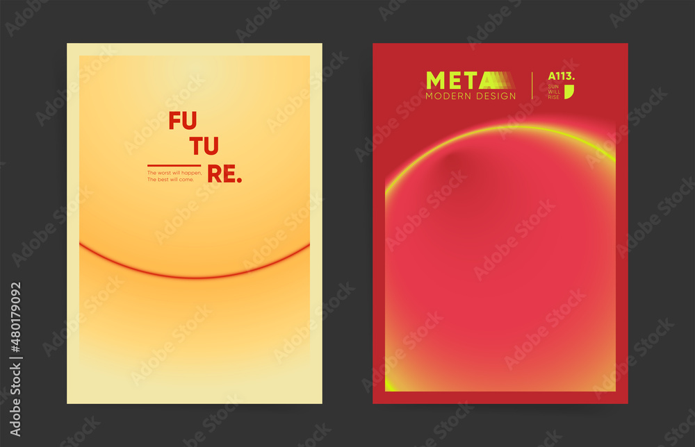 Red neon modern art cover design. Aesthetic poster template with ...