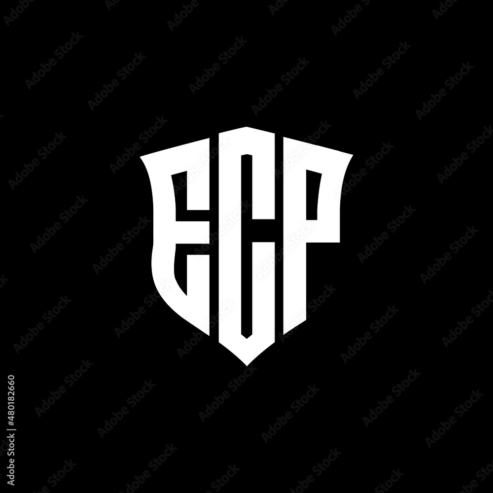 ECP letter logo design with black background in illustrator, vector ...