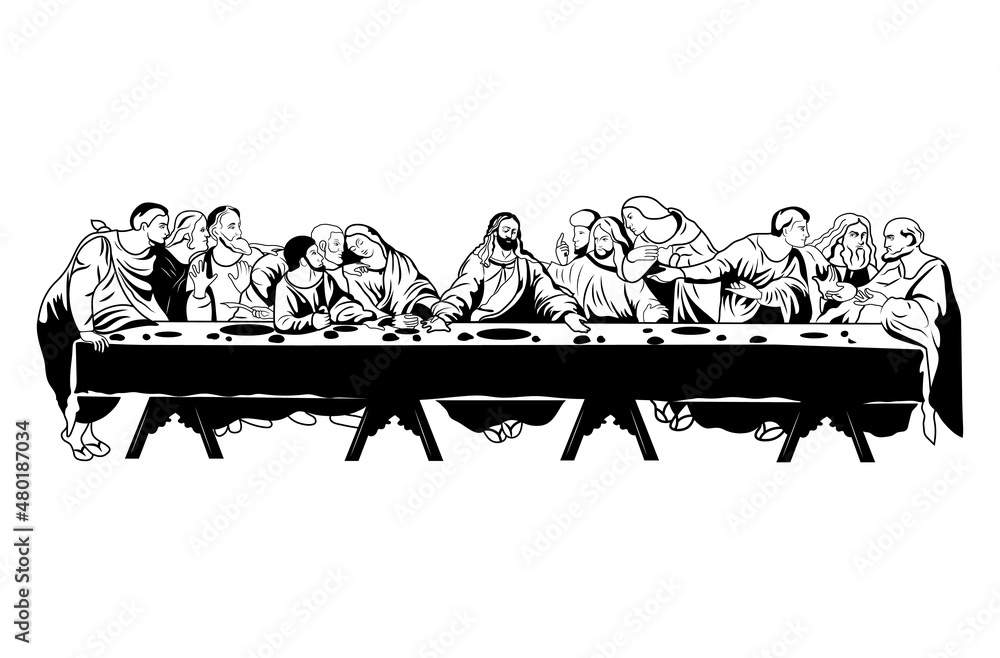 Illustration of the Last Supper. Jesus' last meal with his disciples ...
