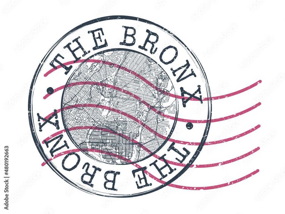 Bronx, NY, USA Stamp Map Postal. Silhouette Seal Roads and Streets ...