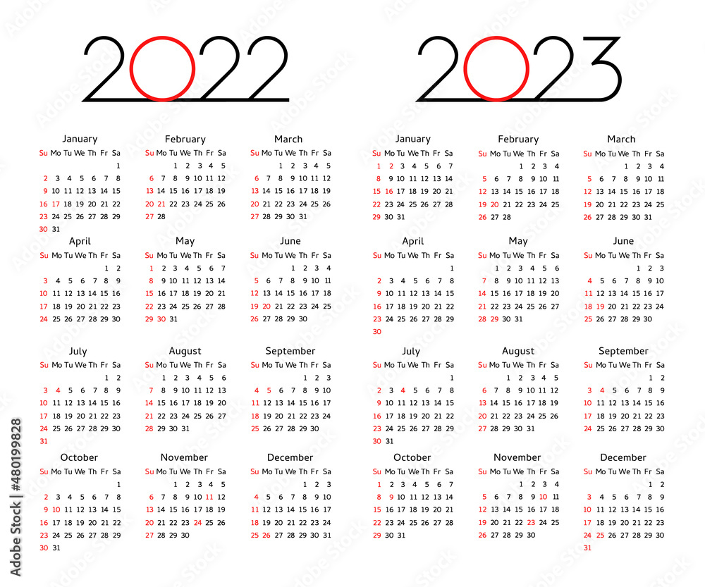 Calendar 2022 - 2023 year editable template. Week start Sunday ...
