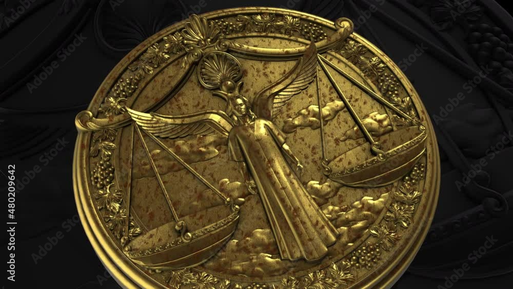 Libra Zodiac Signs Gold circle animation zoom-out - 3d animation model ...