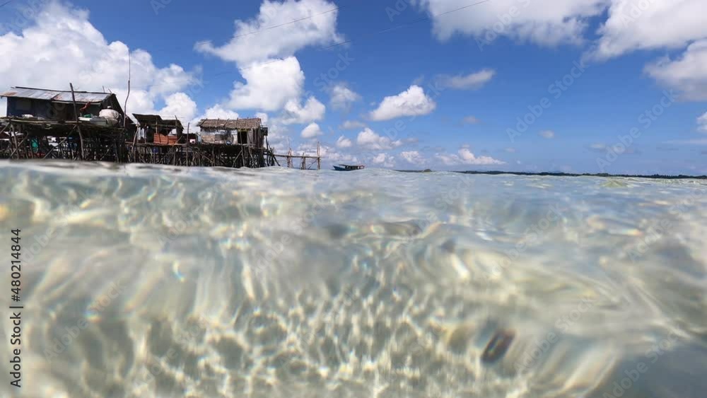 The traditional Bajau stilt house at Pulau Omadal, Semporna, Malaysia ...