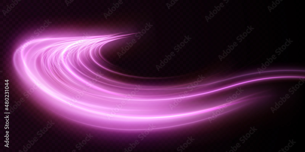 Light pink Twirl. Curve light effect of pink line. Luminous pink circle ...