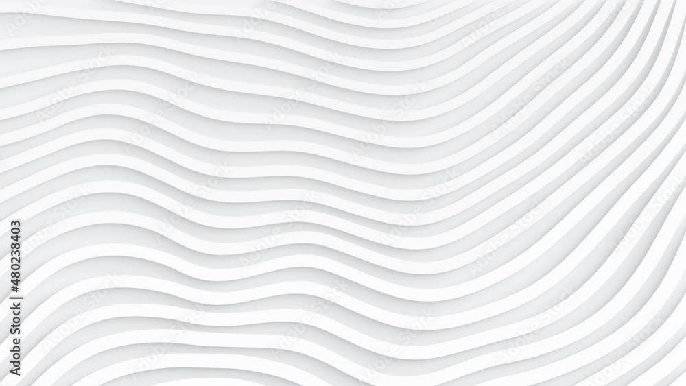 Wavy white lines pattern seamless animation on white background. Loop ...
