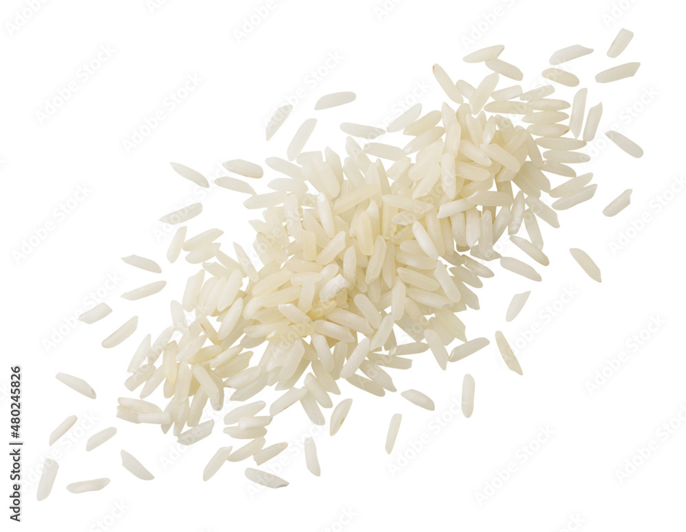 Rice cut on a white background. Isolated, top view Stock Photo | Adobe ...