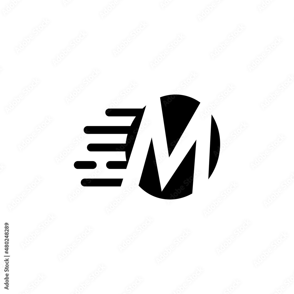 Vetor de Letter M Fast Logo design concept. Letter M technology vector ...