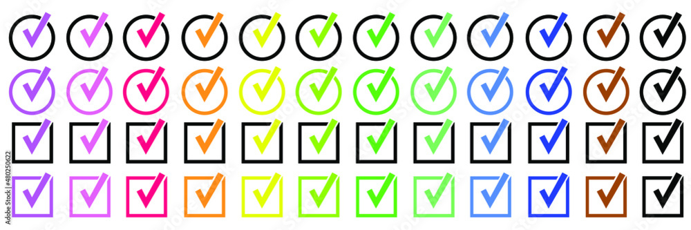 colored check mark icon. Check mark vector icon. Checkmark Illustration ...
