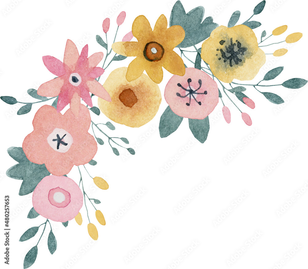 watercolor flower clipart, watercolor floral clip art, pink flower ...