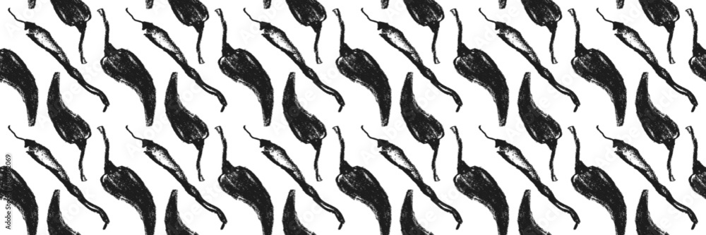Tangy red pepper pattern seamless in vector. Hand-drawn illustration of ...